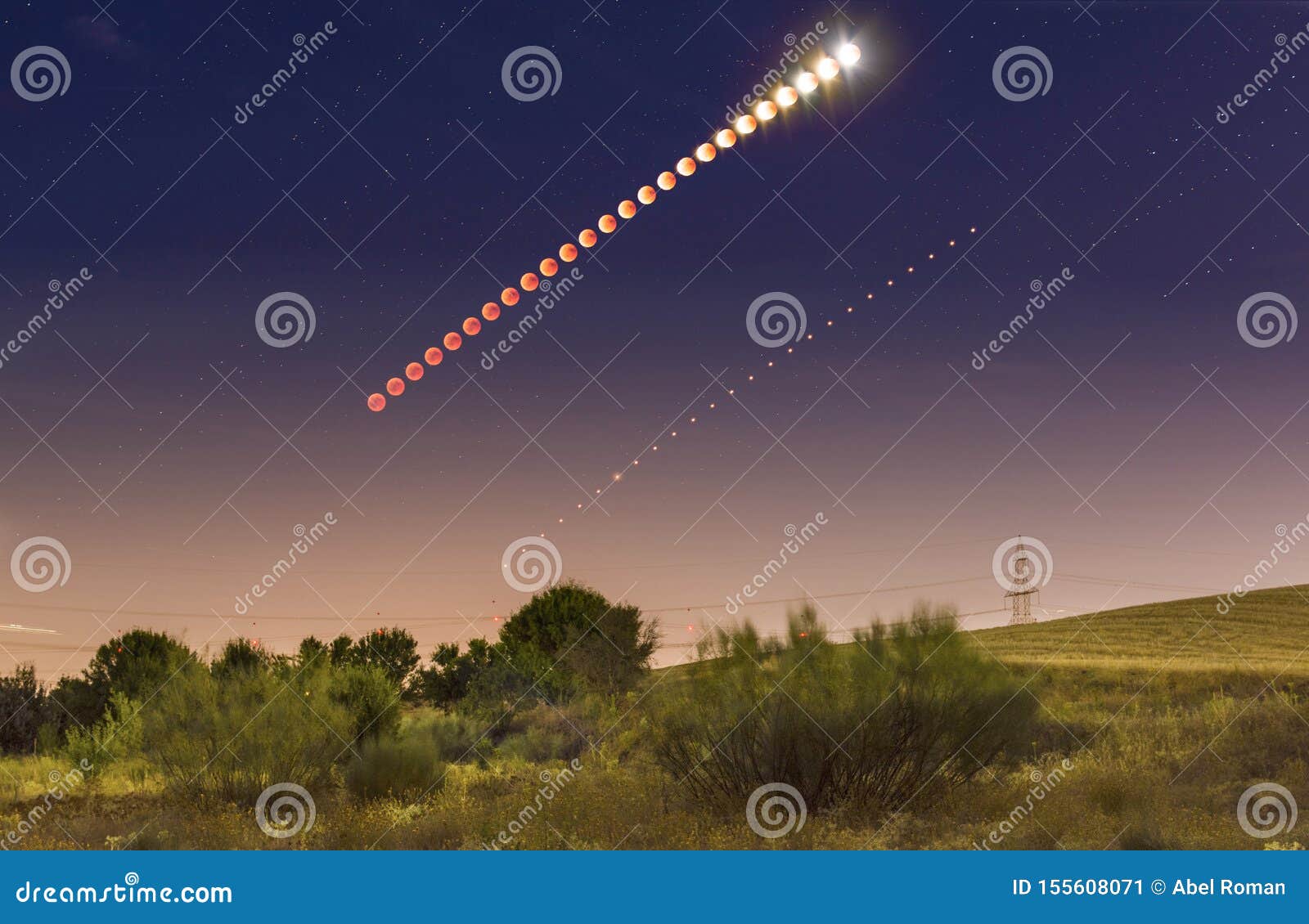 Lunar eclipse phases stock image. Image of nature, people - 155608071