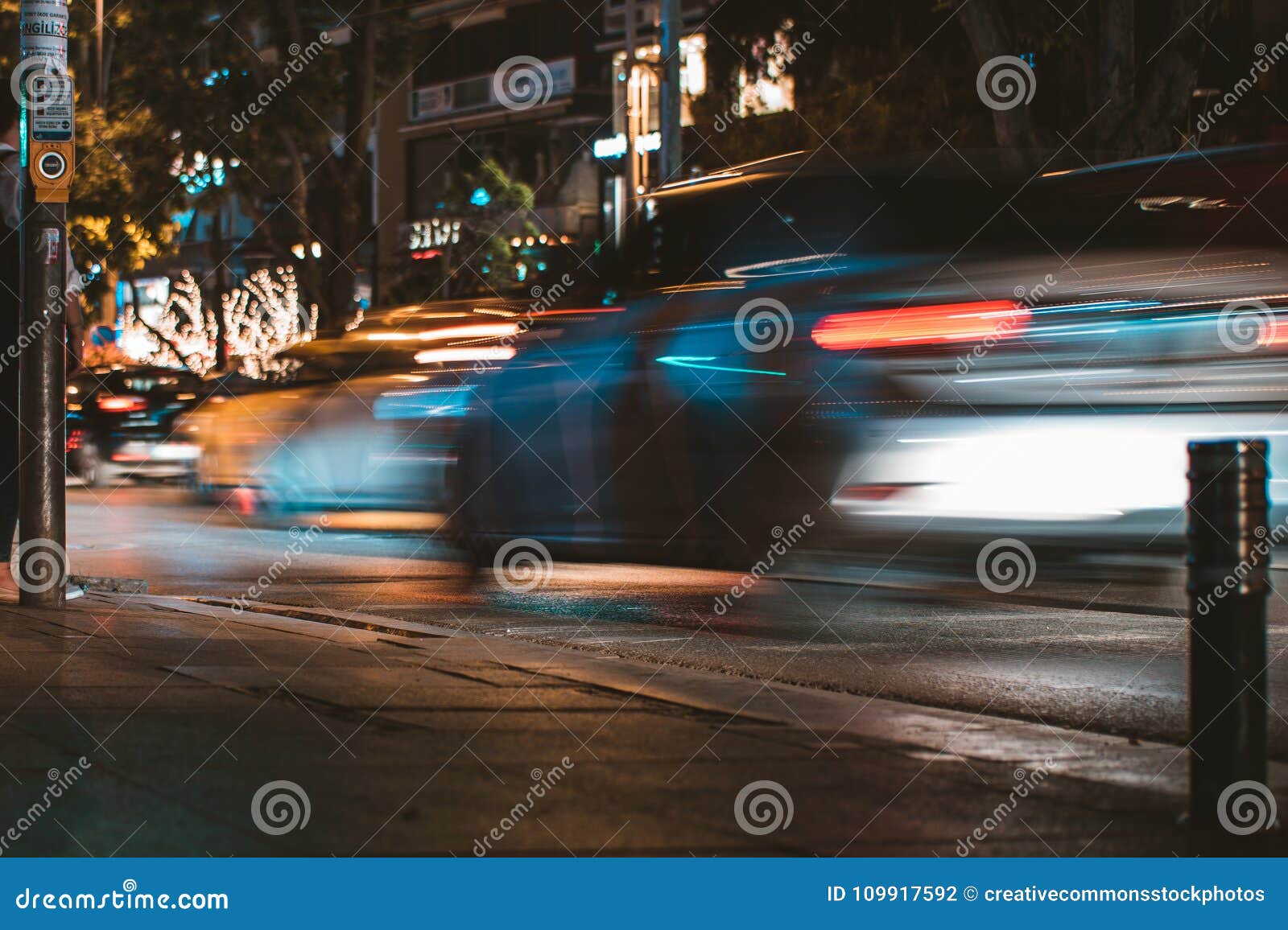 Time-lapse Photography Of Silver Car Passed By On Road Picture. Image ...