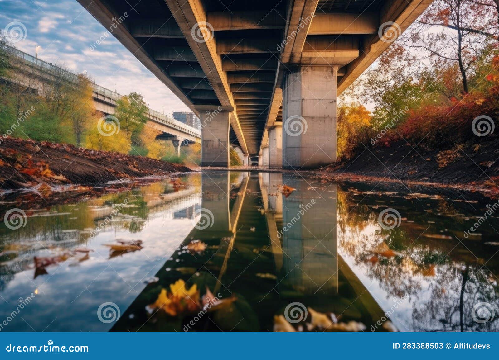 Time-lapse of River Flowing Under Bridge Stock Image - Image of ...
