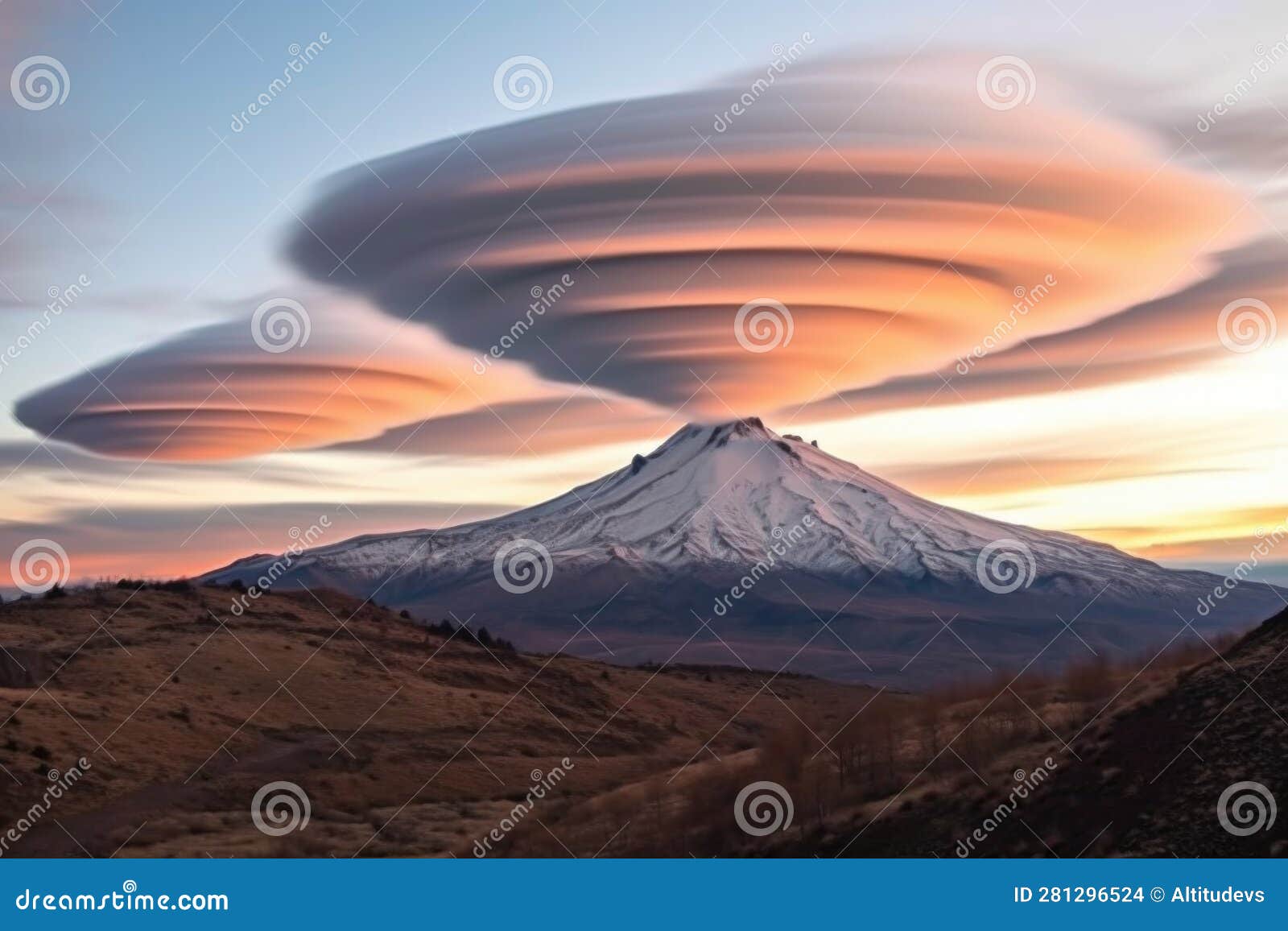 Time-lapse Sequence of Lenticular Clouds Forming Over a Rocky Summit Stock Illustration ...