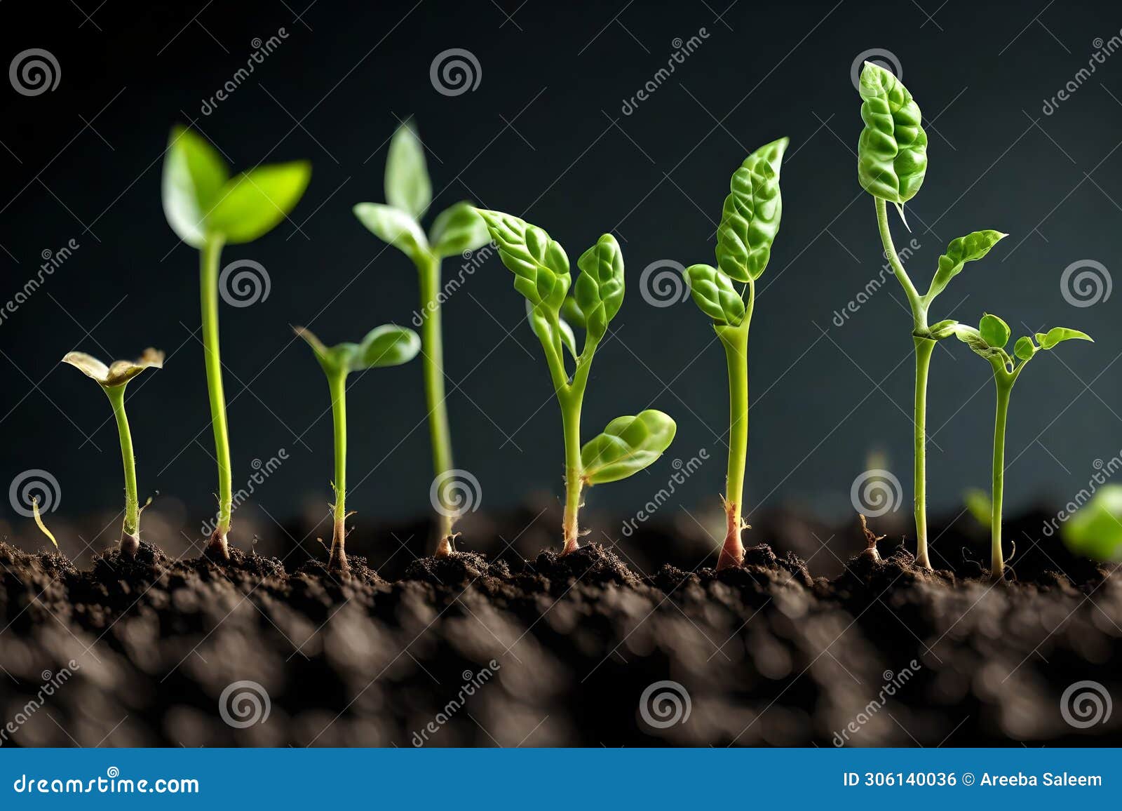 A Time-lapse Sequence of a Seed Germinating into a Young Plant, Stock ...