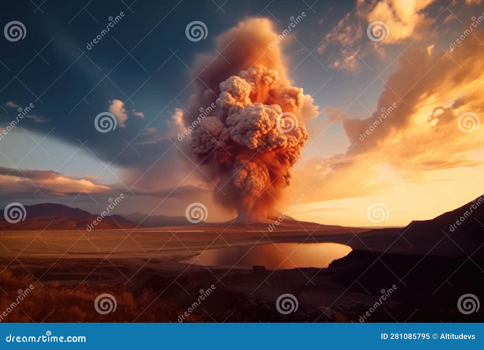 Time-lapse of Volcanic Eruption from a Safe Distance Stock Illustration ...