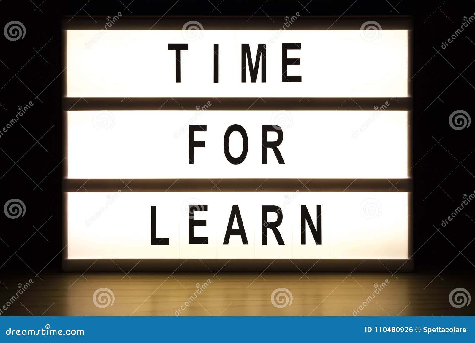 Time for Learn Light Box Sign Board Stock Photo - Image of inspiration ...