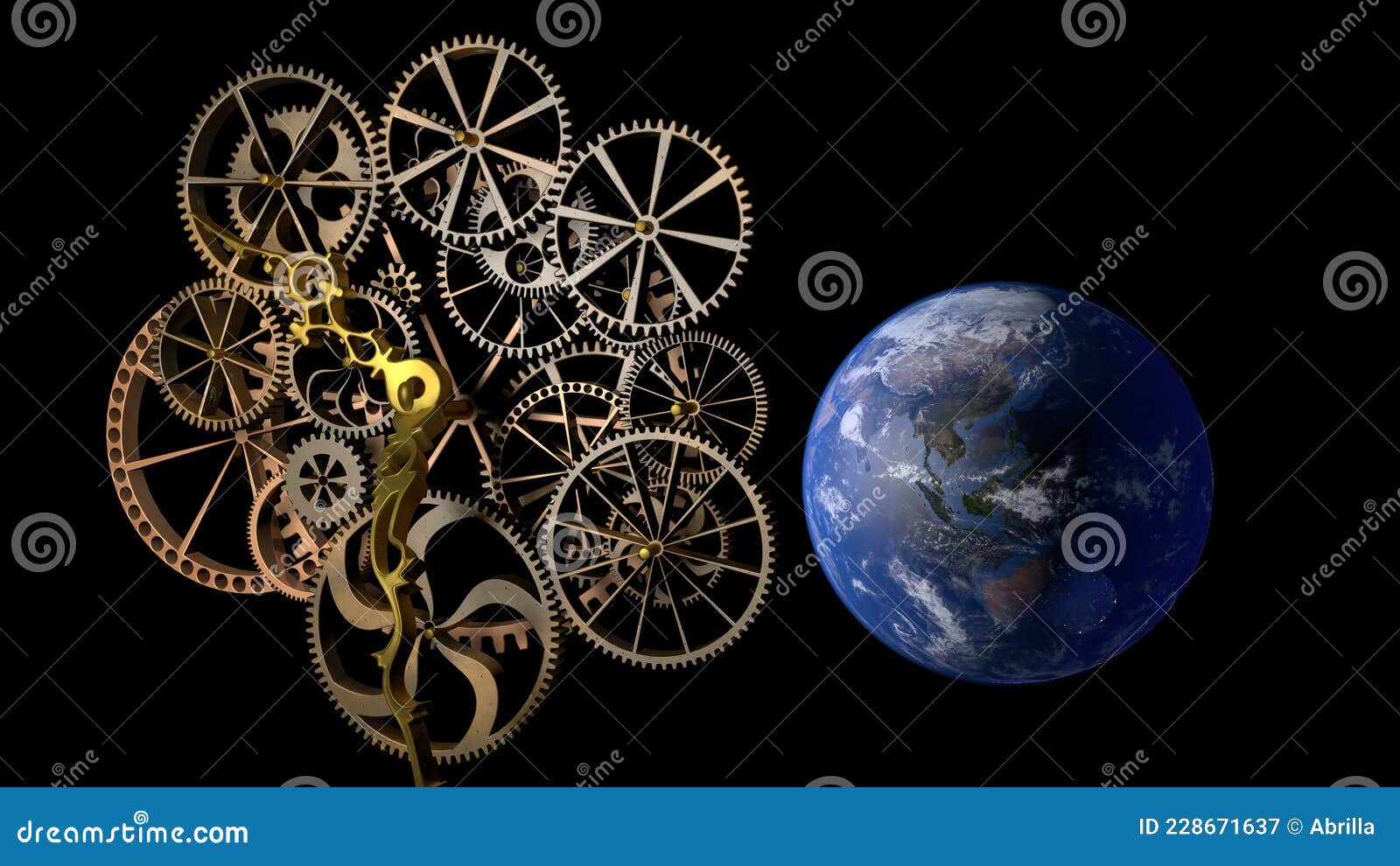 Time and Life. Planet Earth and Clockwork Stock Illustration ...