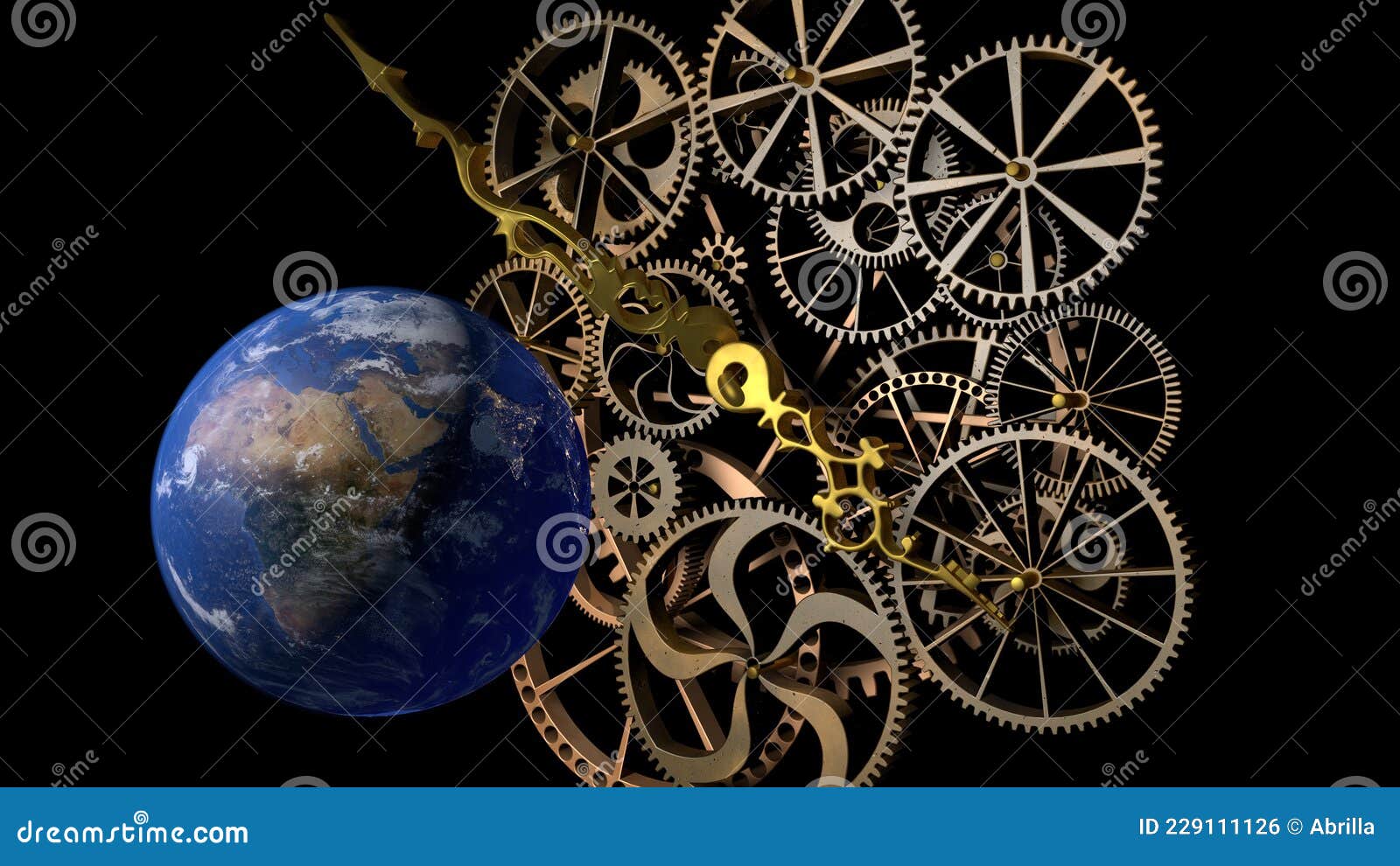 Time and Life. Planet Earth and Clockwork Stock Illustration ...