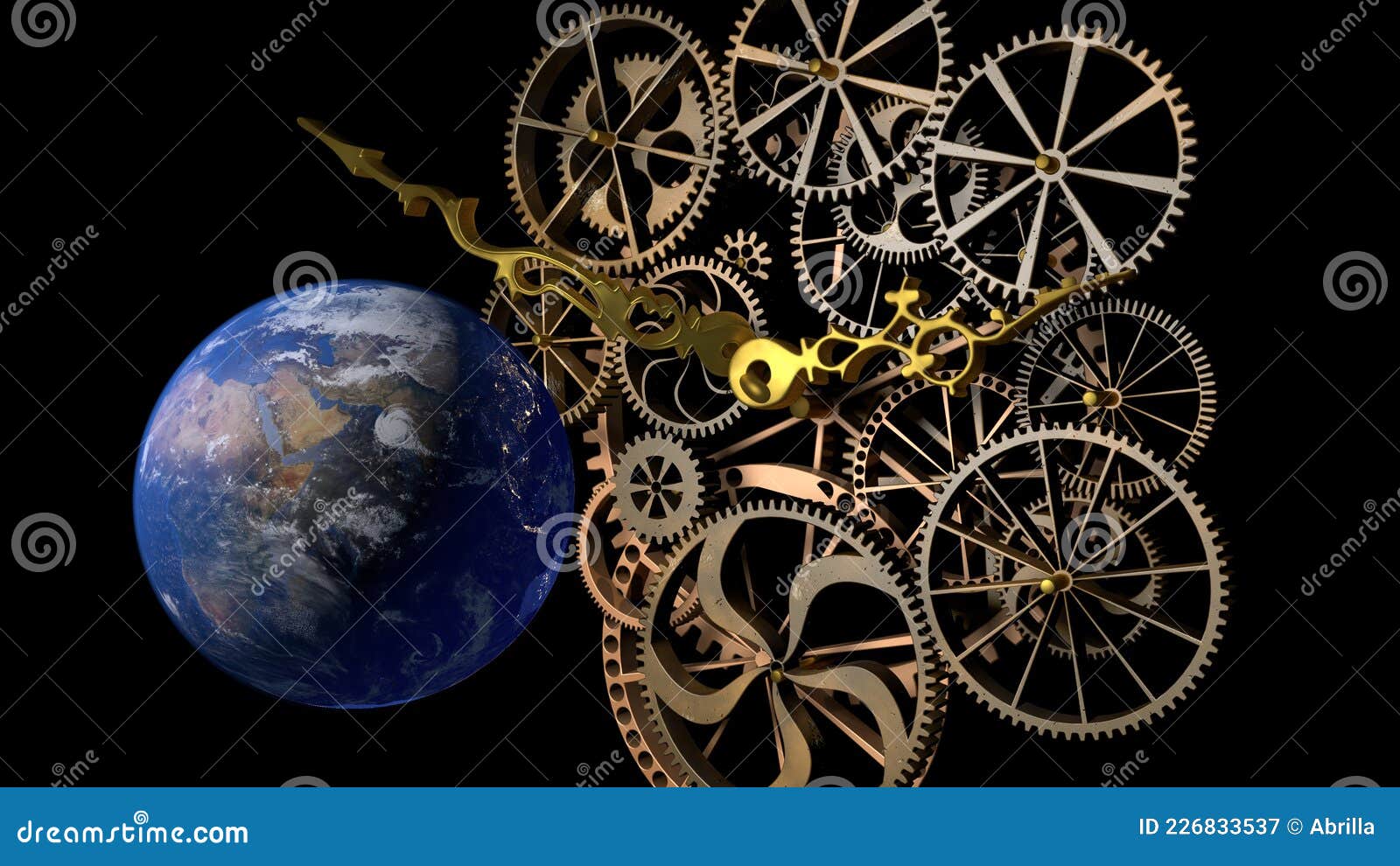 Time and Life. Planet Earth and Clockwork Stock Illustration ...