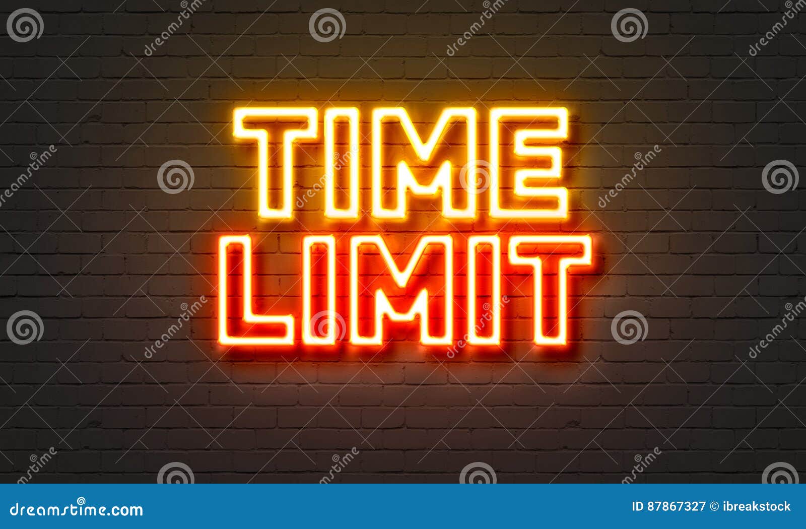 Time Limit Neon Sign on Brick Wall Background. Stock Illustration ...