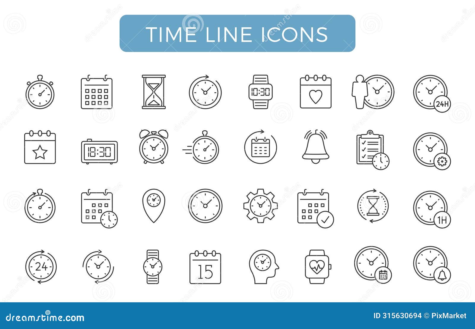 Time Line Icons stock vector. Illustration of gear, design - 315630694