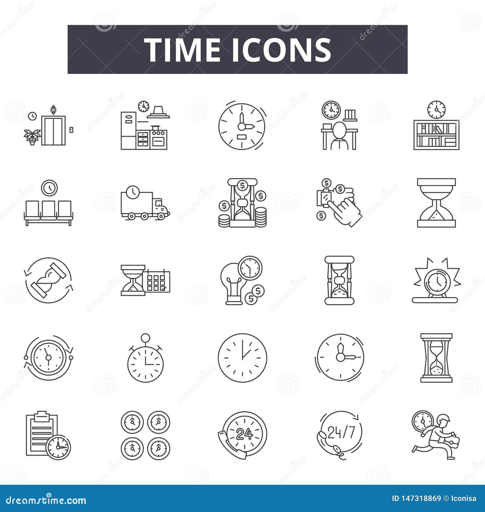 Time Line Icons, Signs, Vector Set, Linear Concept, Outline ...