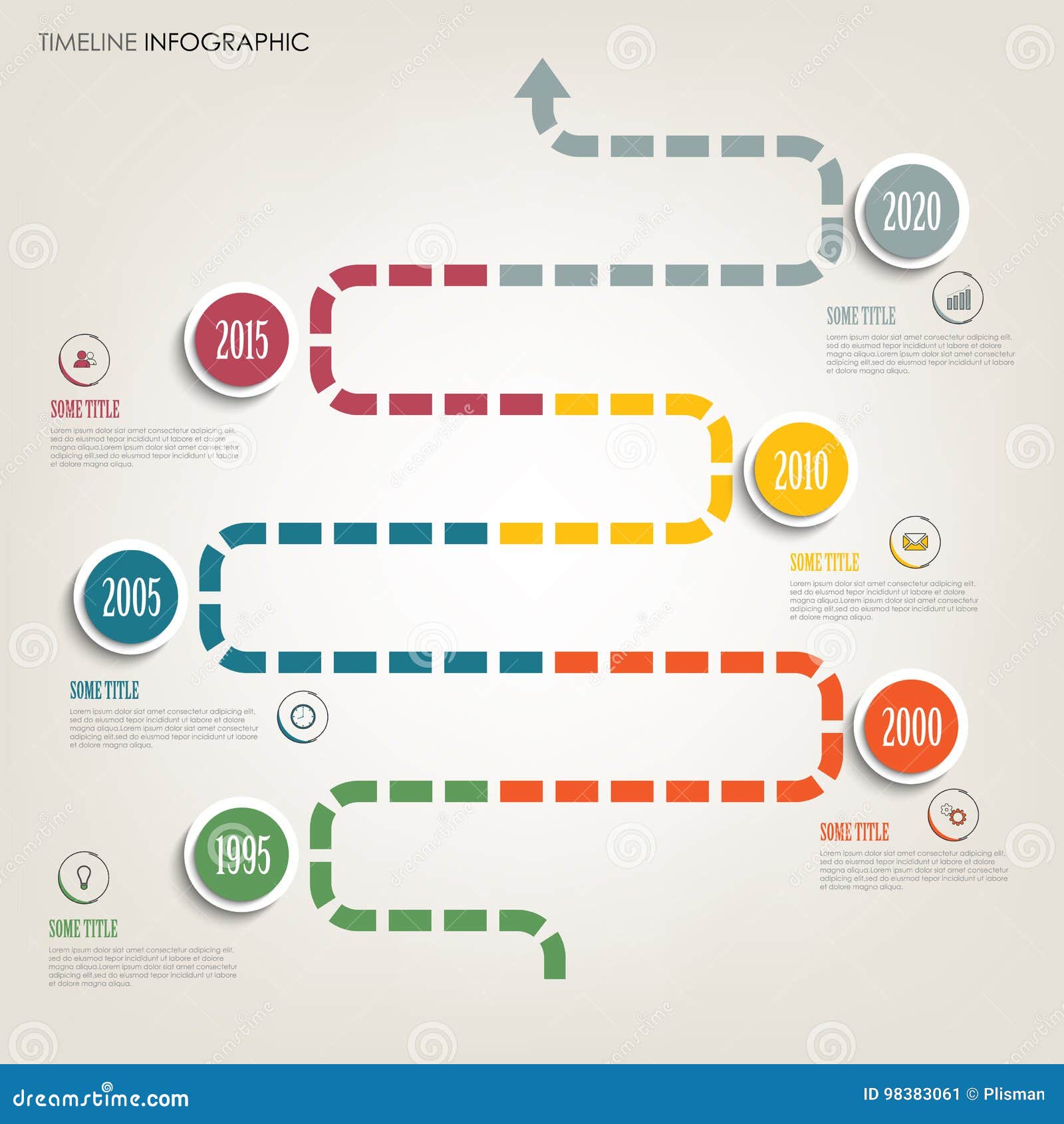 Time Line Info Graphic with Abstract Color Direction Indicator Stock ...