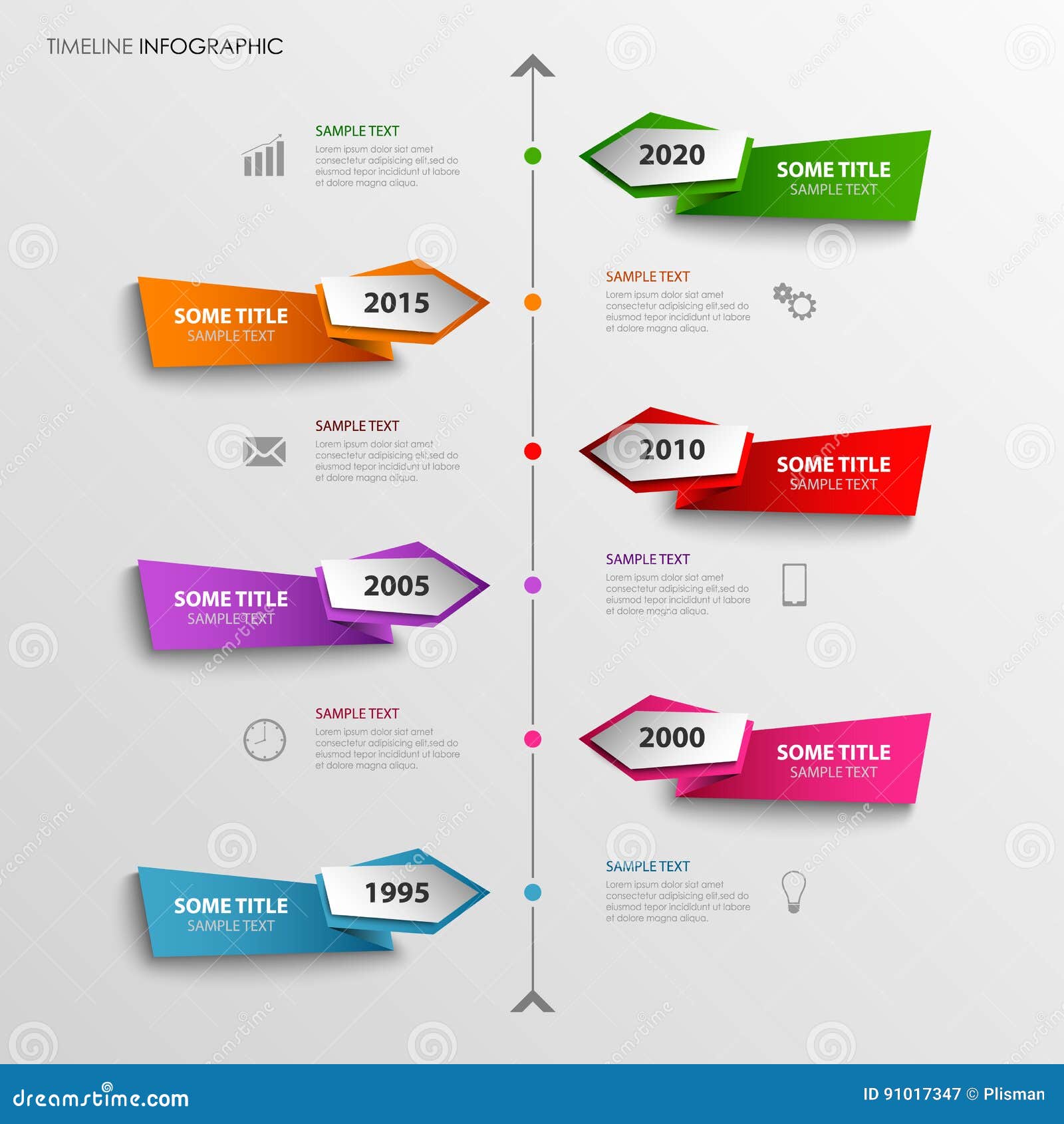 Time Line Info Graphic with Abstract Colored Indicators Stock Vector ...