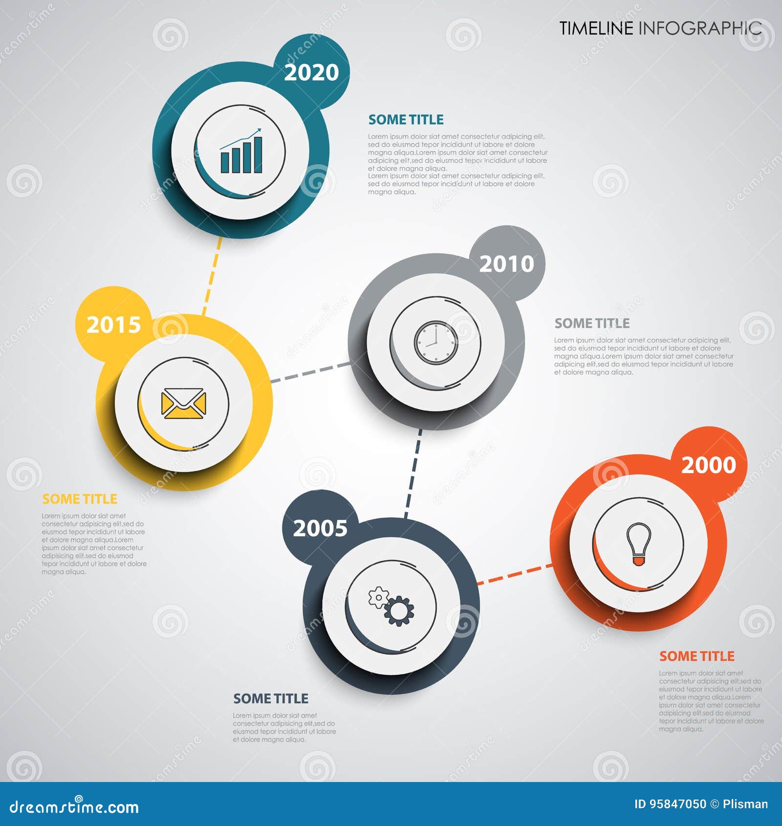 Time Line Info Graphic with Abstract Design Round Pointers Stock Vector ...