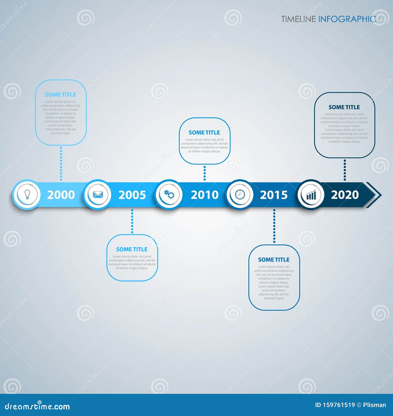 Time Line Info Graphic with Abstract Pointers in Blue Design Stock ...