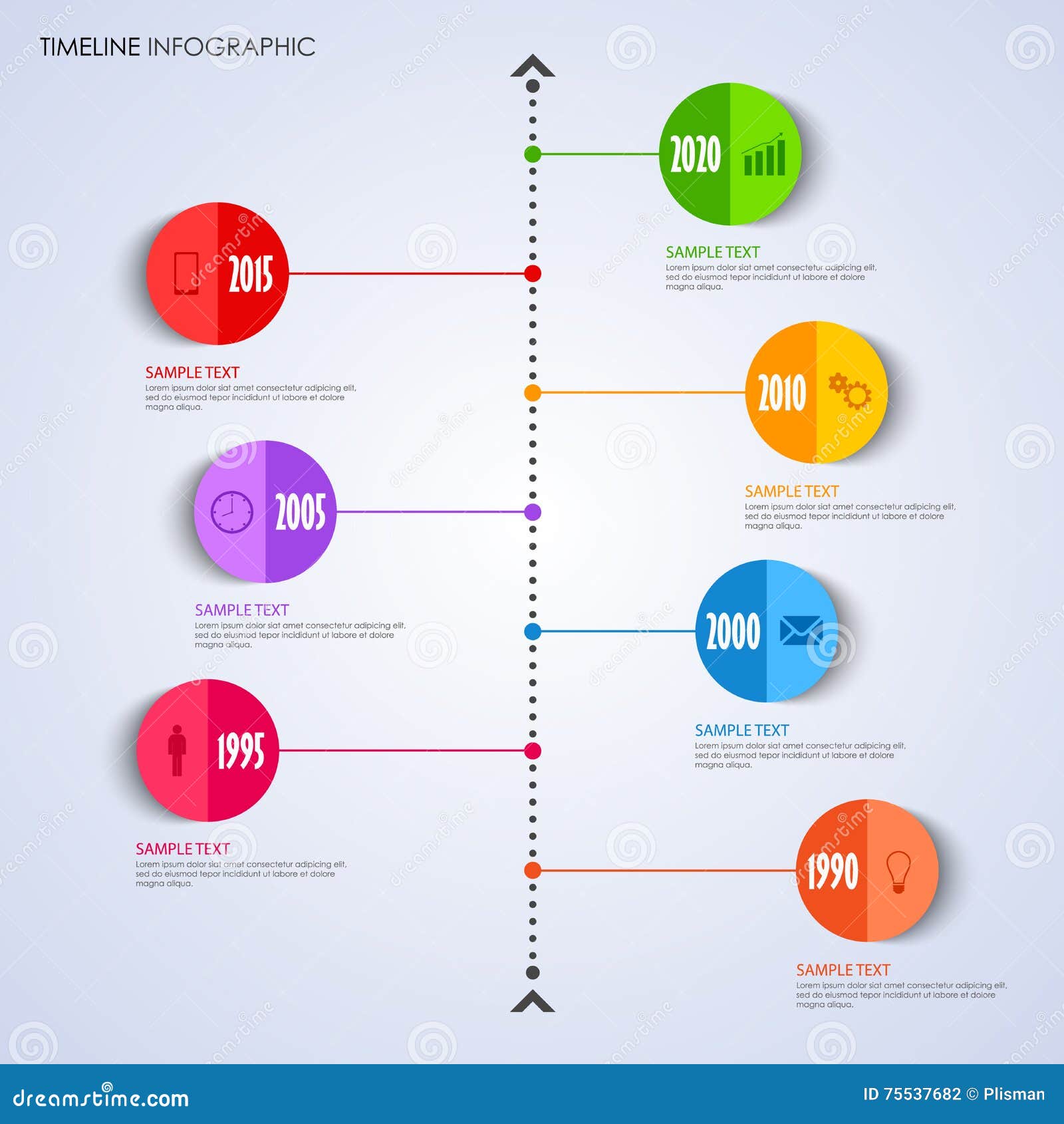 Time Line Info Graphic with Bent Round Pointer Template Stock Vector ...