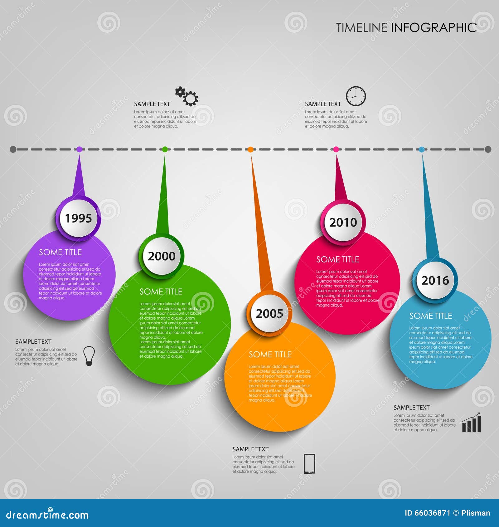Time Line Info Graphic with Colored Circular Indicators Template Stock ...
