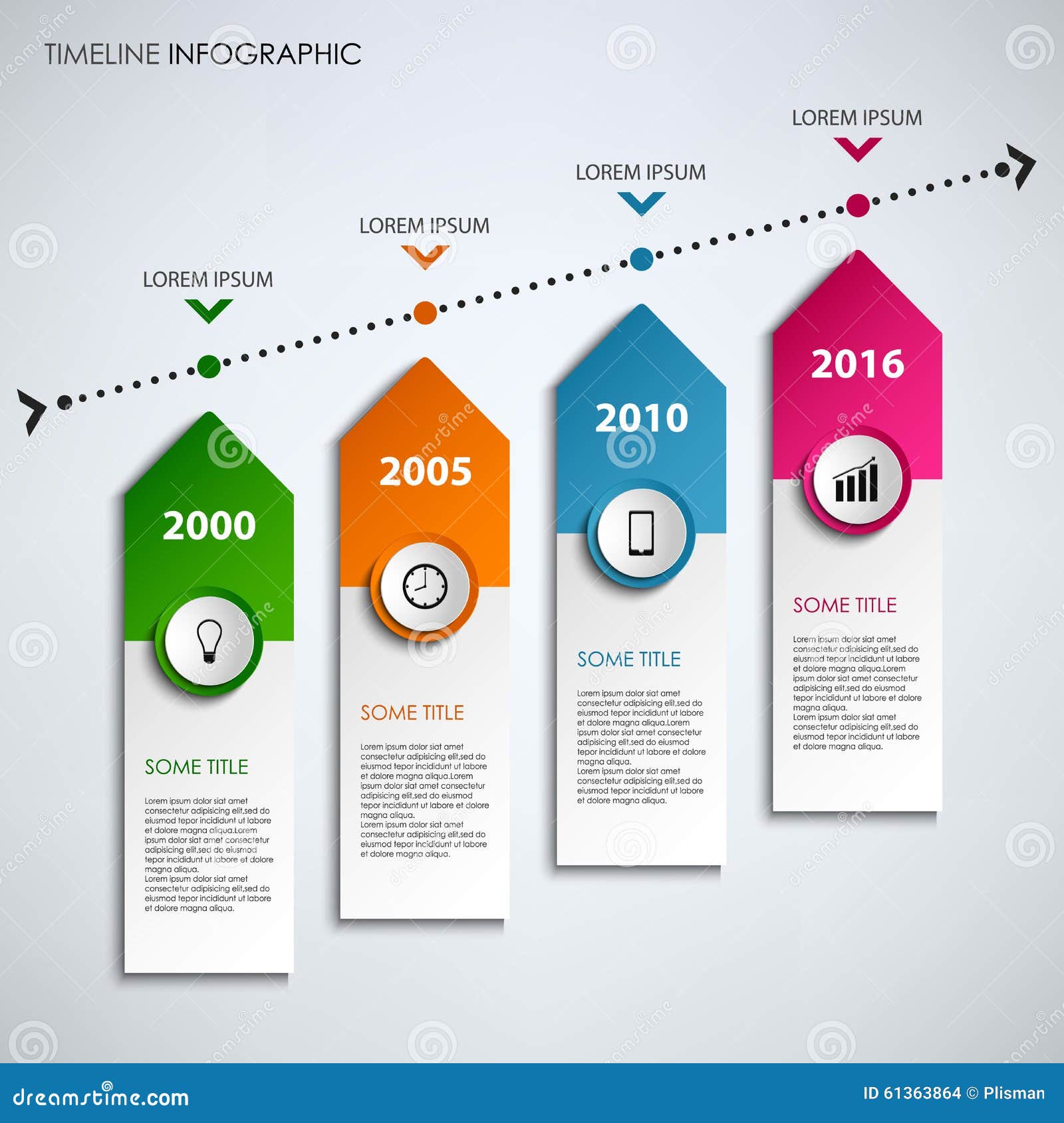 Time Line Info Graphic with Colored Design Arrows Template Stock Vector ...