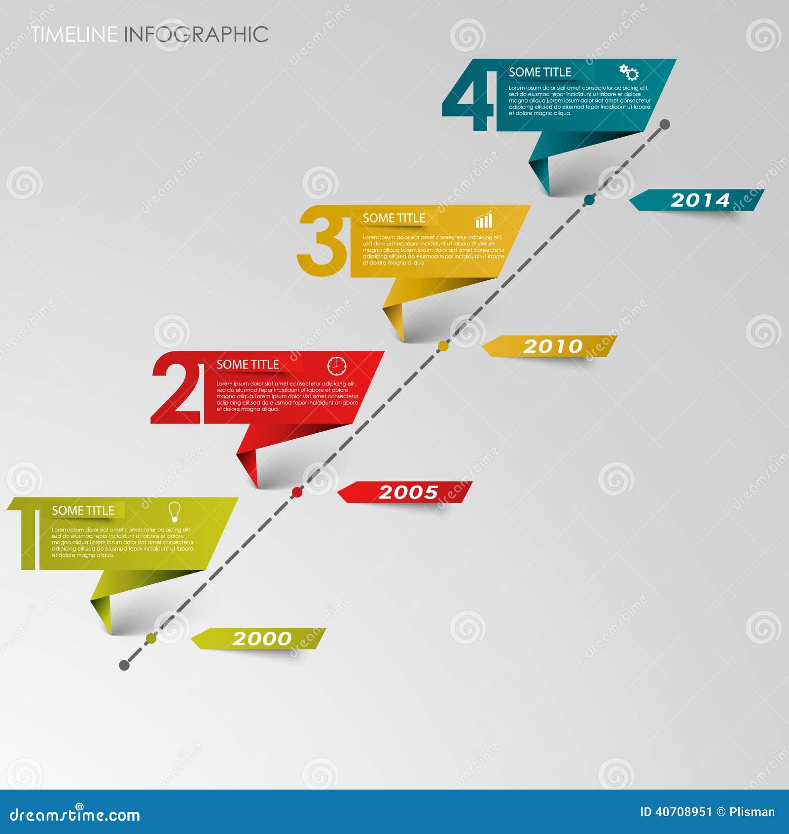 Time Line Info Graphic Colored Folded Paper Stock Vector - Illustration ...