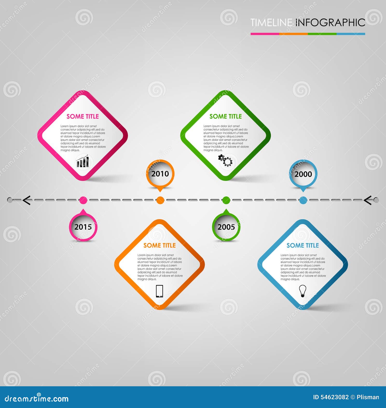 Time Line Info Graphic with Colored Pointers Design Element Stock ...