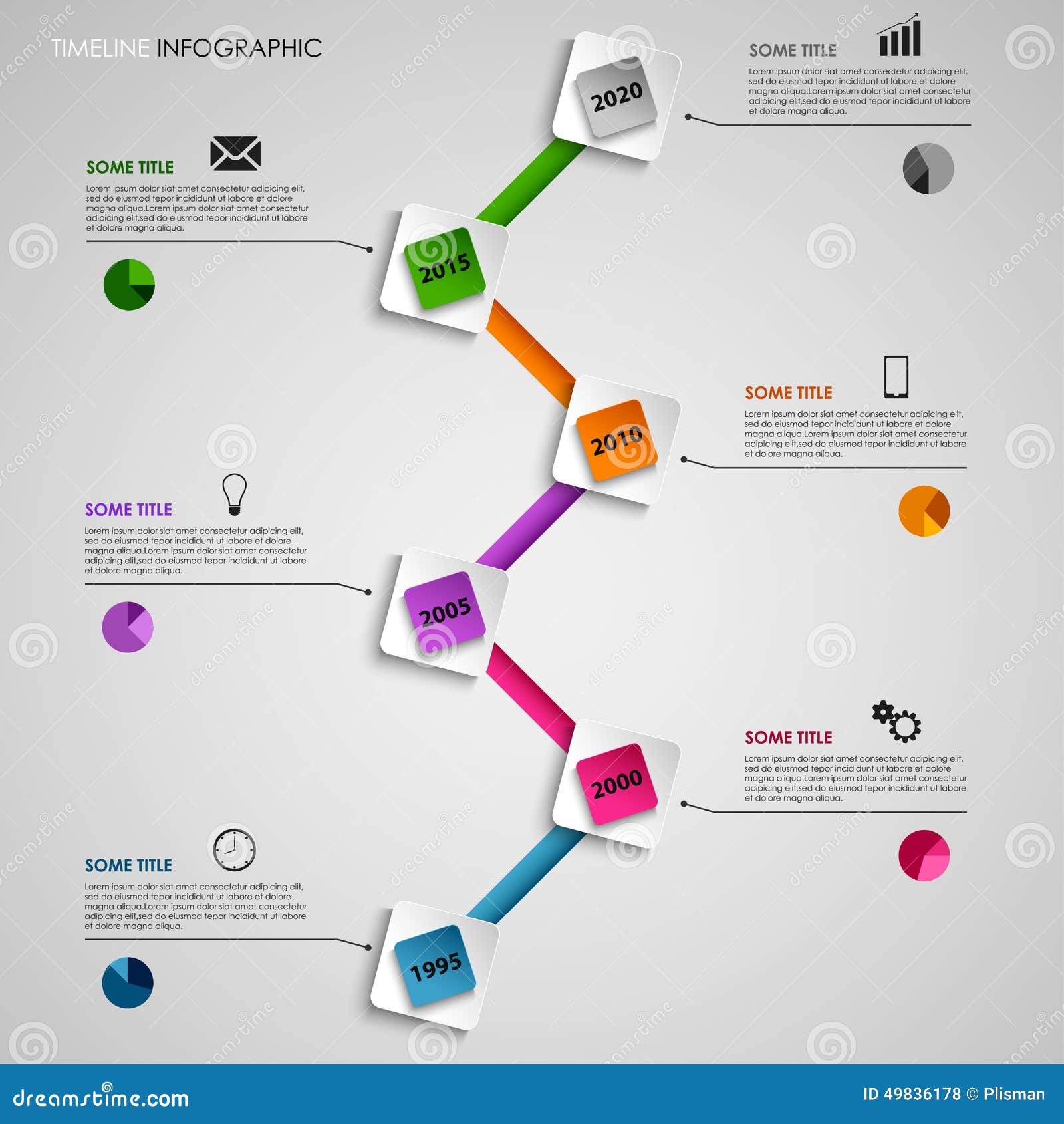 Time Line Info Graphic Colored Square Design Template Stock Vector ...