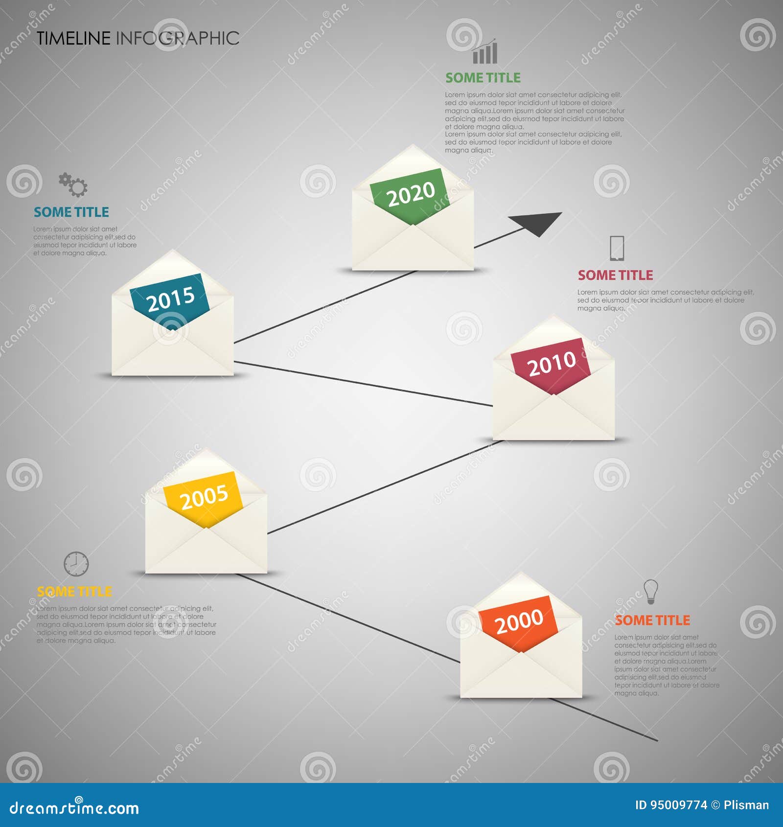 Time Line Info Graphic with Design Letter Envelopes Template Stock ...