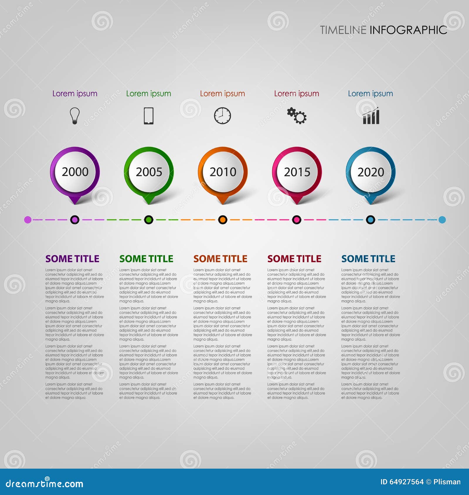 Time Line Info Graphic with Design Pointers Template Stock Vector ...