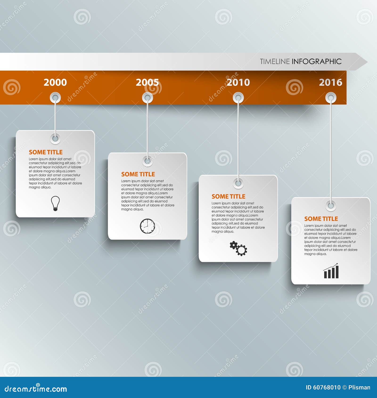 Time Line Info Graphic with Hanging White Labels Template Stock Vector ...