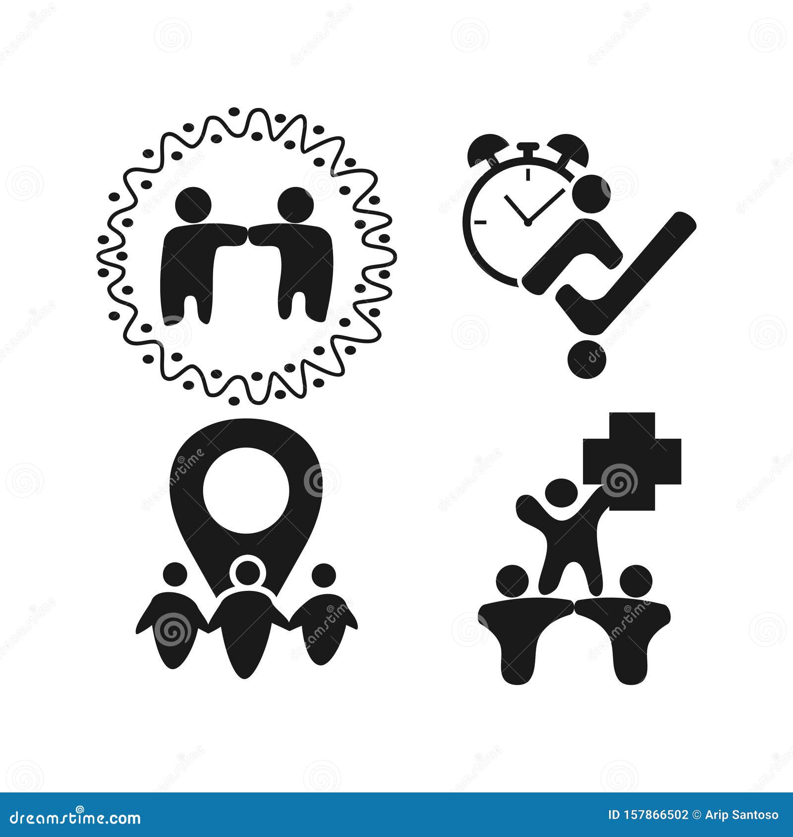 Time Location Health Commitment Teamwork Together Black Logo Stock ...
