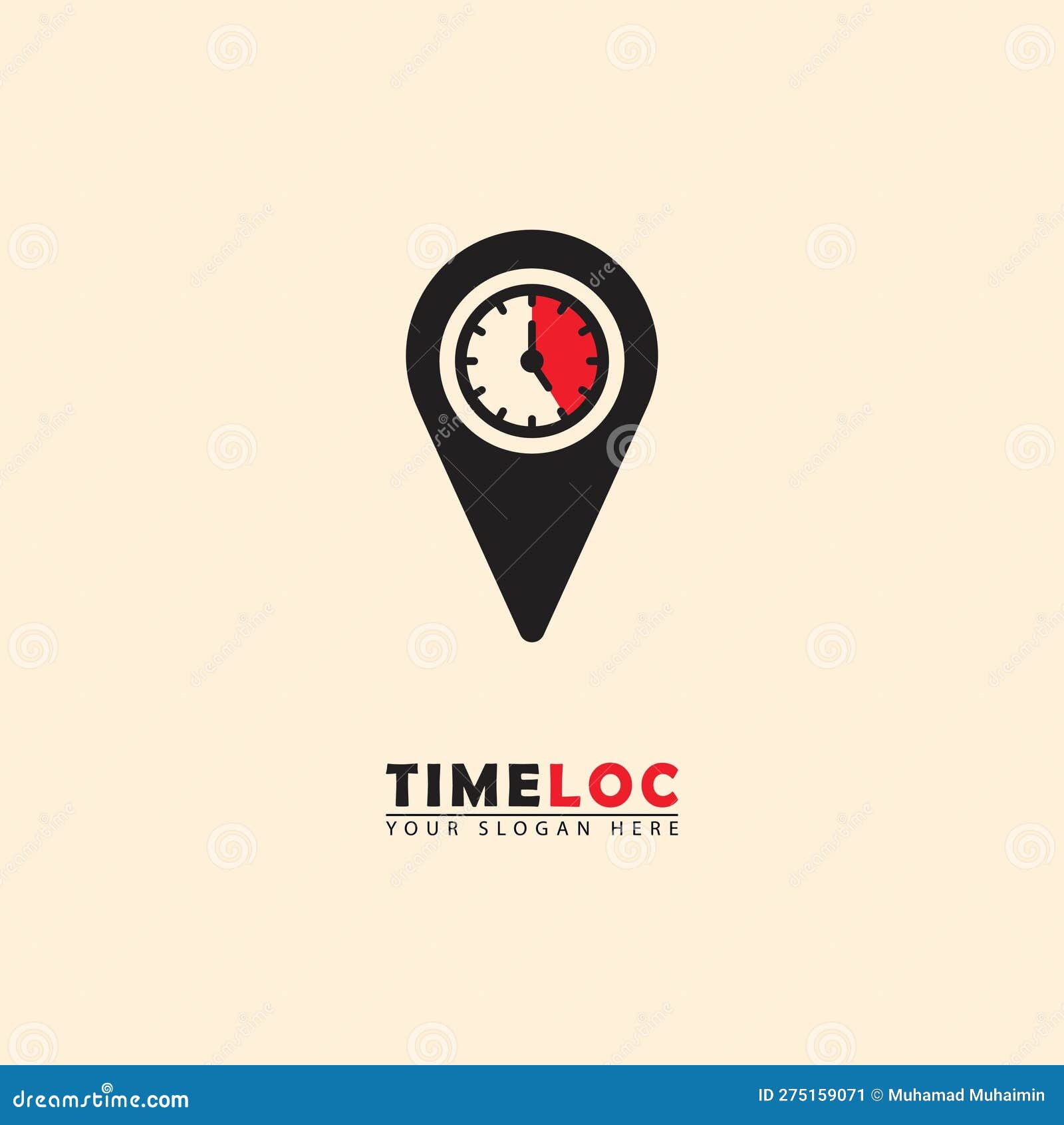 Time Location Vector Icon Logo Graphics of Digital Location Clock ...