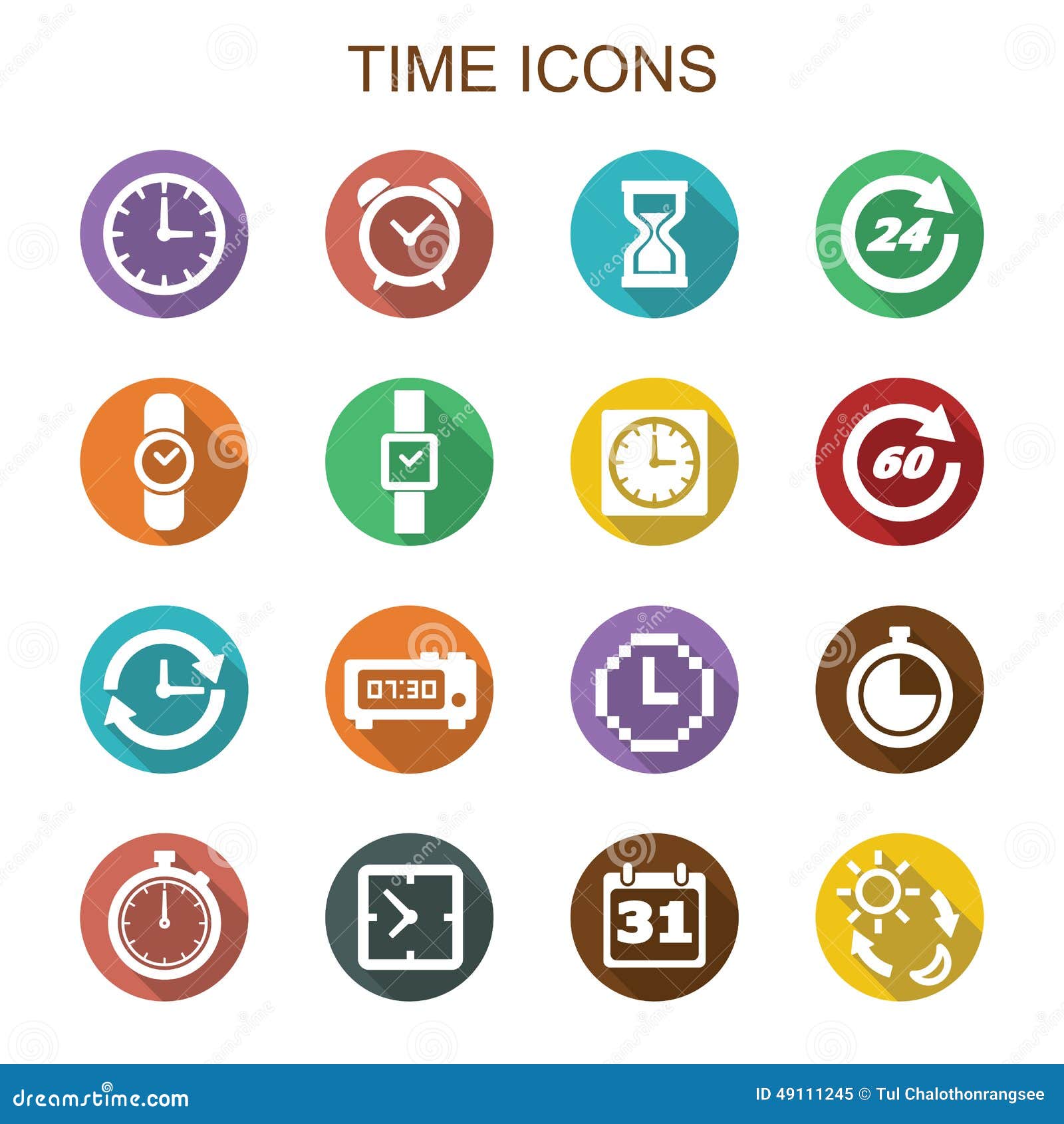 Time long shadow icons stock vector. Illustration of calendar - 49111245