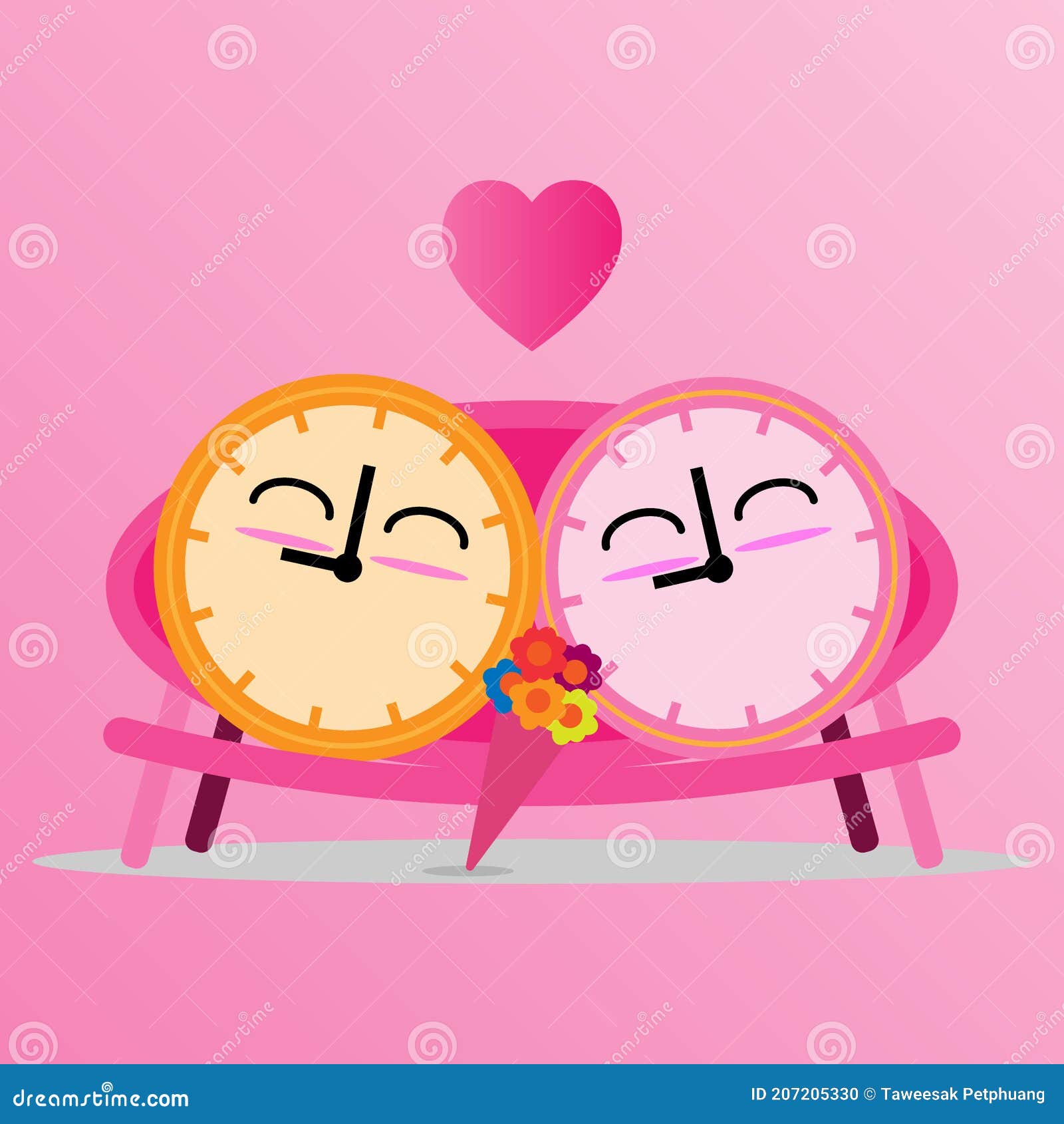 Time of Love on Pink Background Stock Vector - Illustration of heart ...