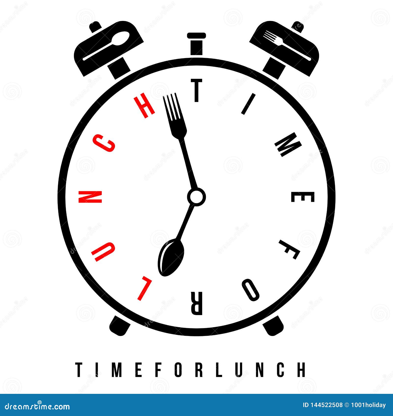 Time For Lunch. Assorted Pizza With Conceptual Vector Watch With ...