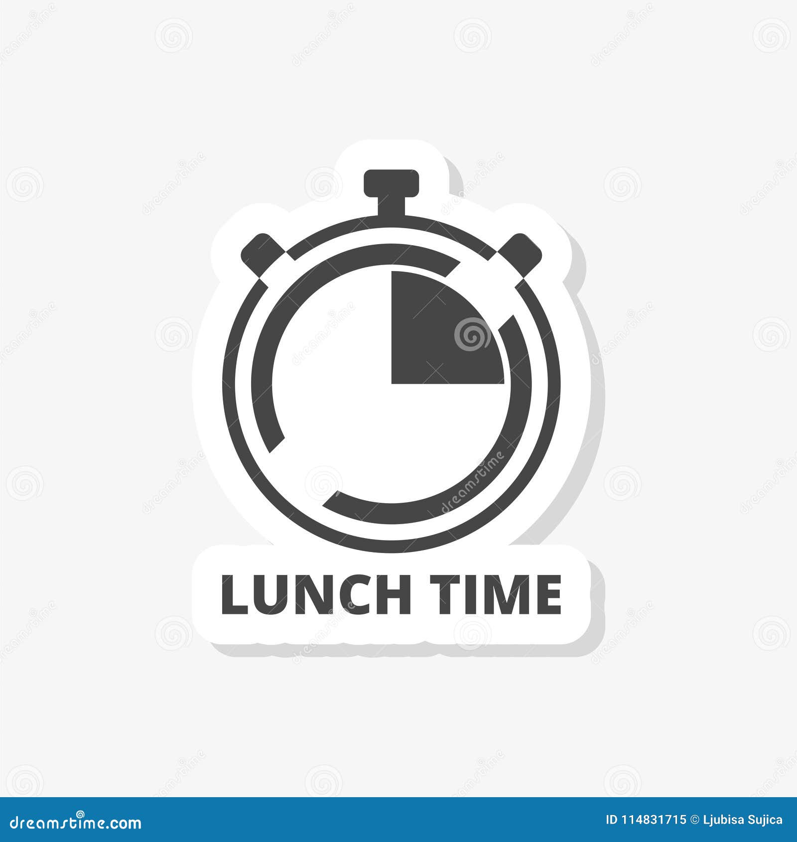 Time for Lunch, Flat Lunch Time Sticker, Simple Vector Icon Stock ...