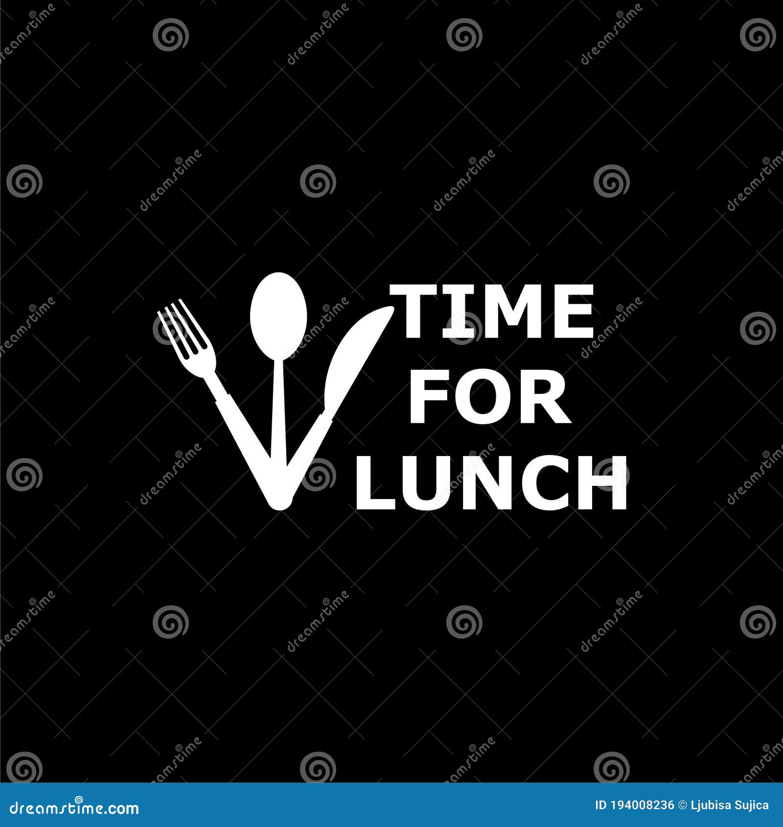 Time for Lunch Icon Isolated on Dark Background Stock Vector ...