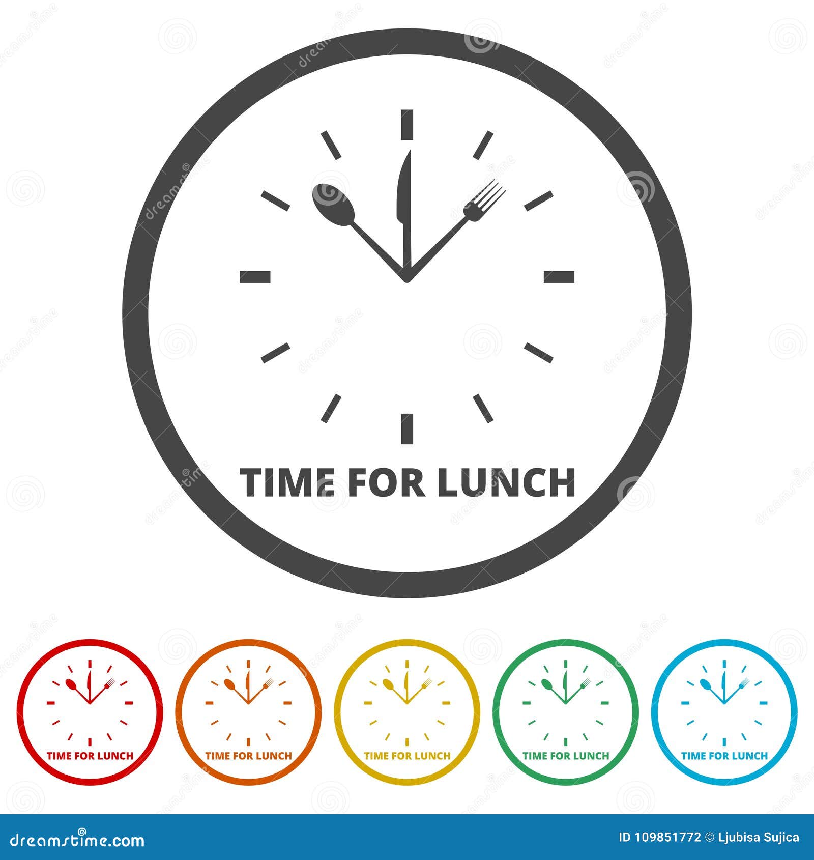 Time for Lunch Icons Set, 6 Colors Included Stock Vector - Illustration ...