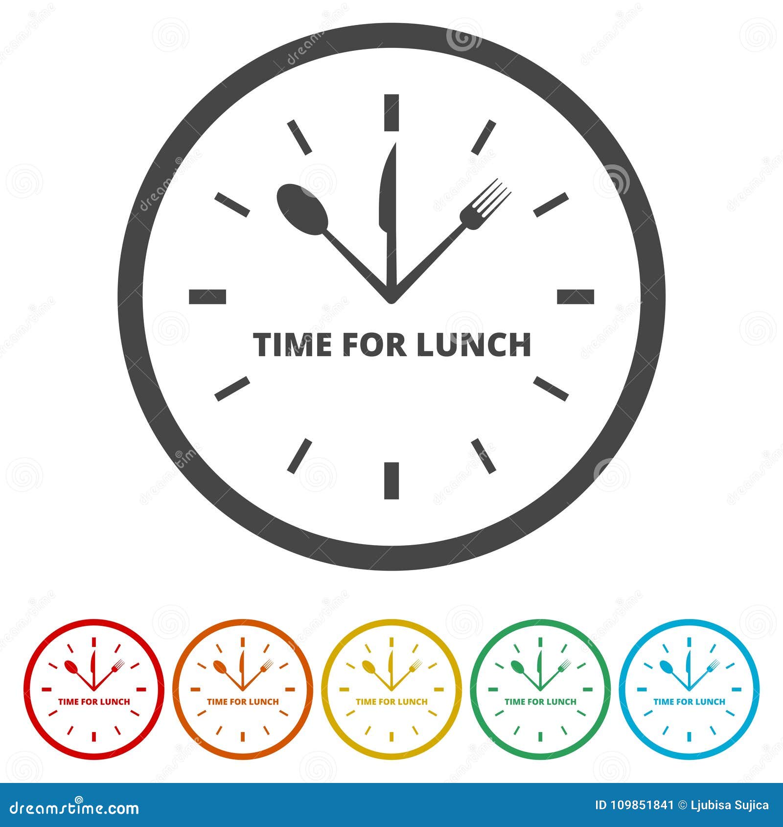 Time for Lunch Icons Set, 6 Colors Included Stock Vector - Illustration ...
