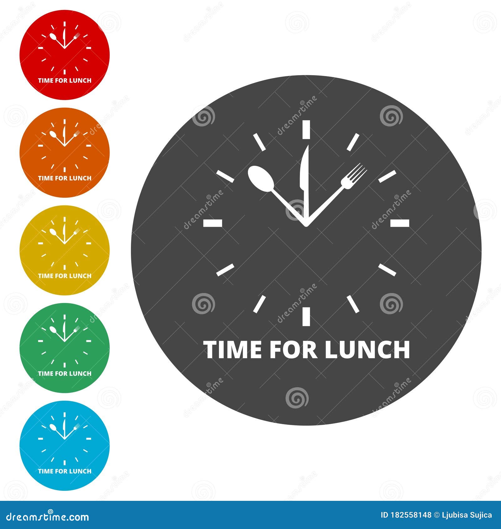 Time for Lunch icons set stock vector. Illustration of plate - 182558148