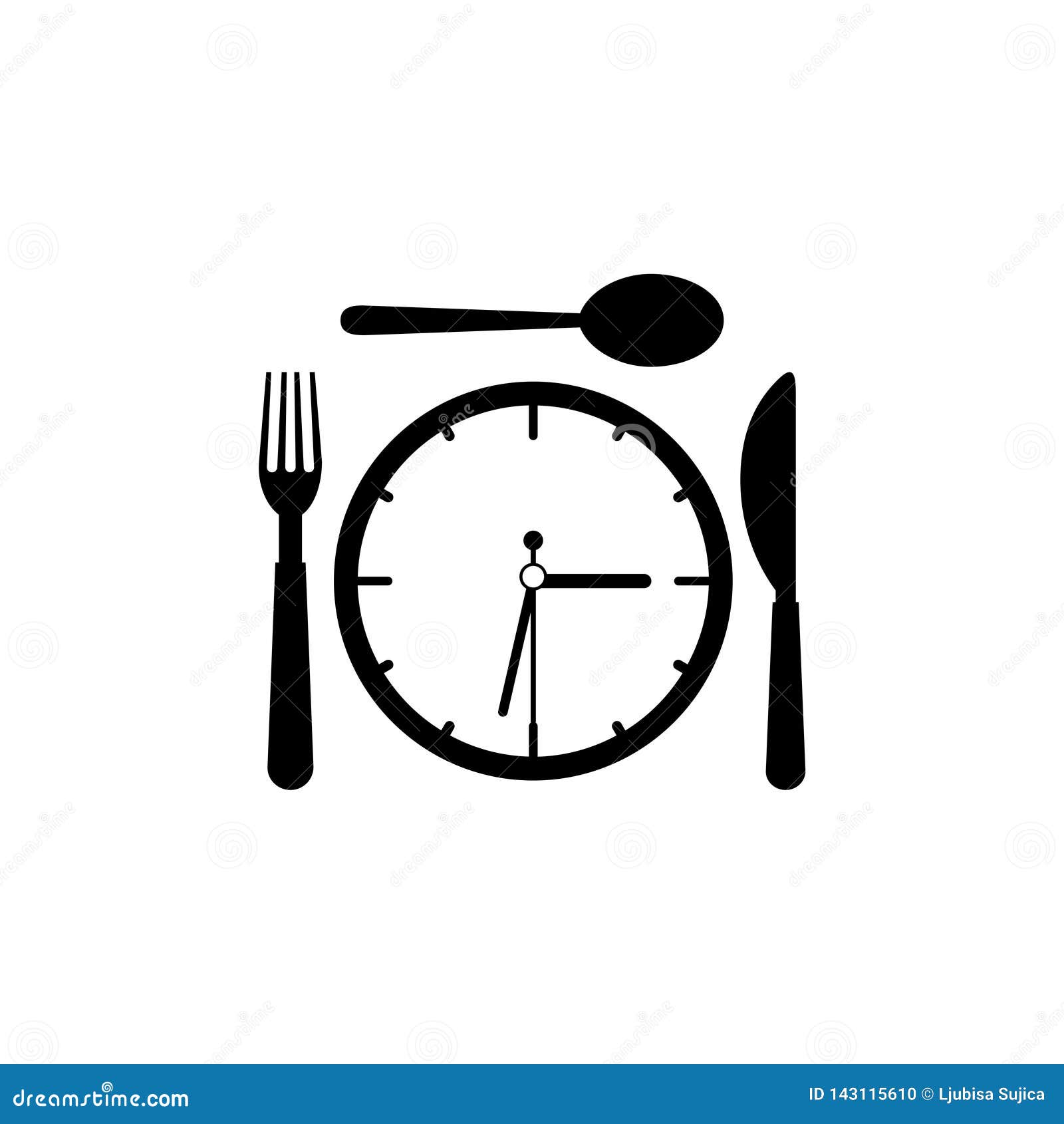 Time for Lunch Symbol, Logo, Clock with Fork Spoon and Knife Stock ... Time for Lunch Symbol, Logo, Clock with Fork Spoon and Knife Stock ...