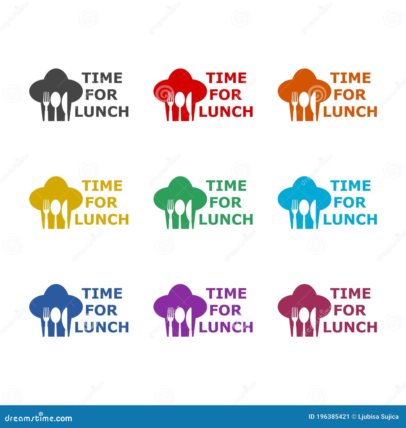 Time for Lunch Text Icon, Color Set Stock Vector - Illustration of blue ...