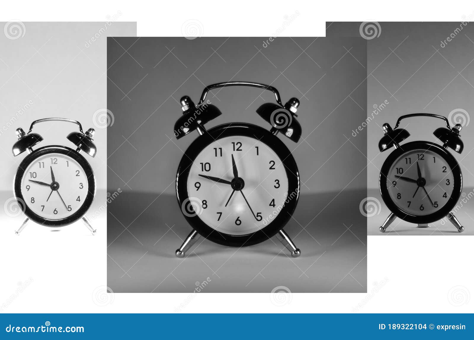 Time Machine - 3 Black Alarm Clock Stock Photo - Image of alarm, remind ...