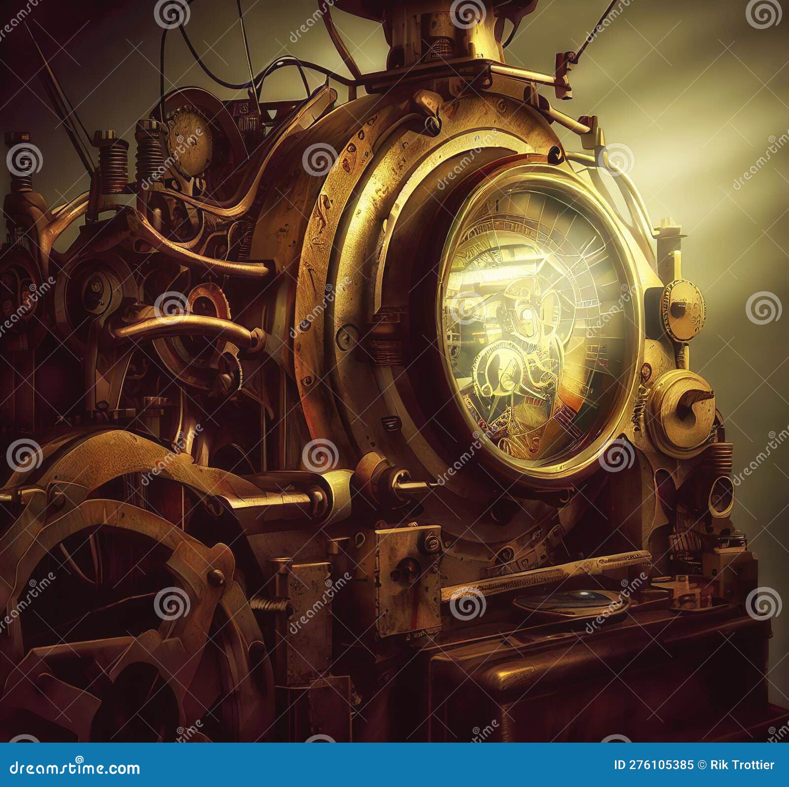 Science Fiction Time Machine Brass Stock Illustration - Illustration of ...