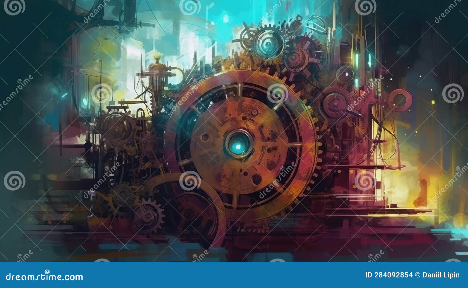 A Time Machine with Gears and Cogs Stock Illustration - Illustration of ...