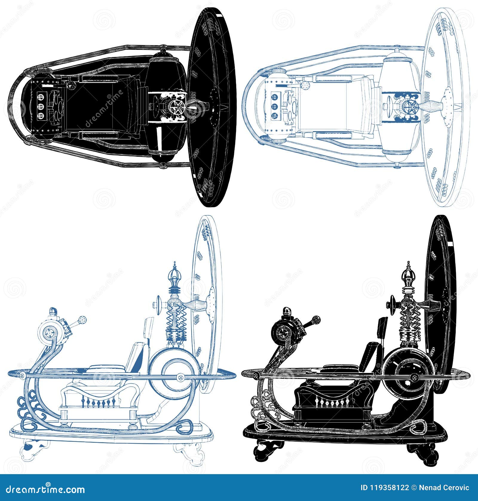Time Machine Isolated on White Background Vector Stock Vector ...
