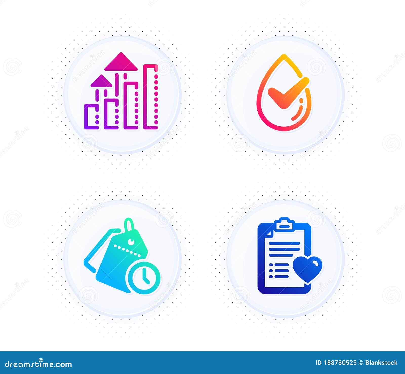Time Management, Analysis Graph and Dermatologically Tested Icons Set ...