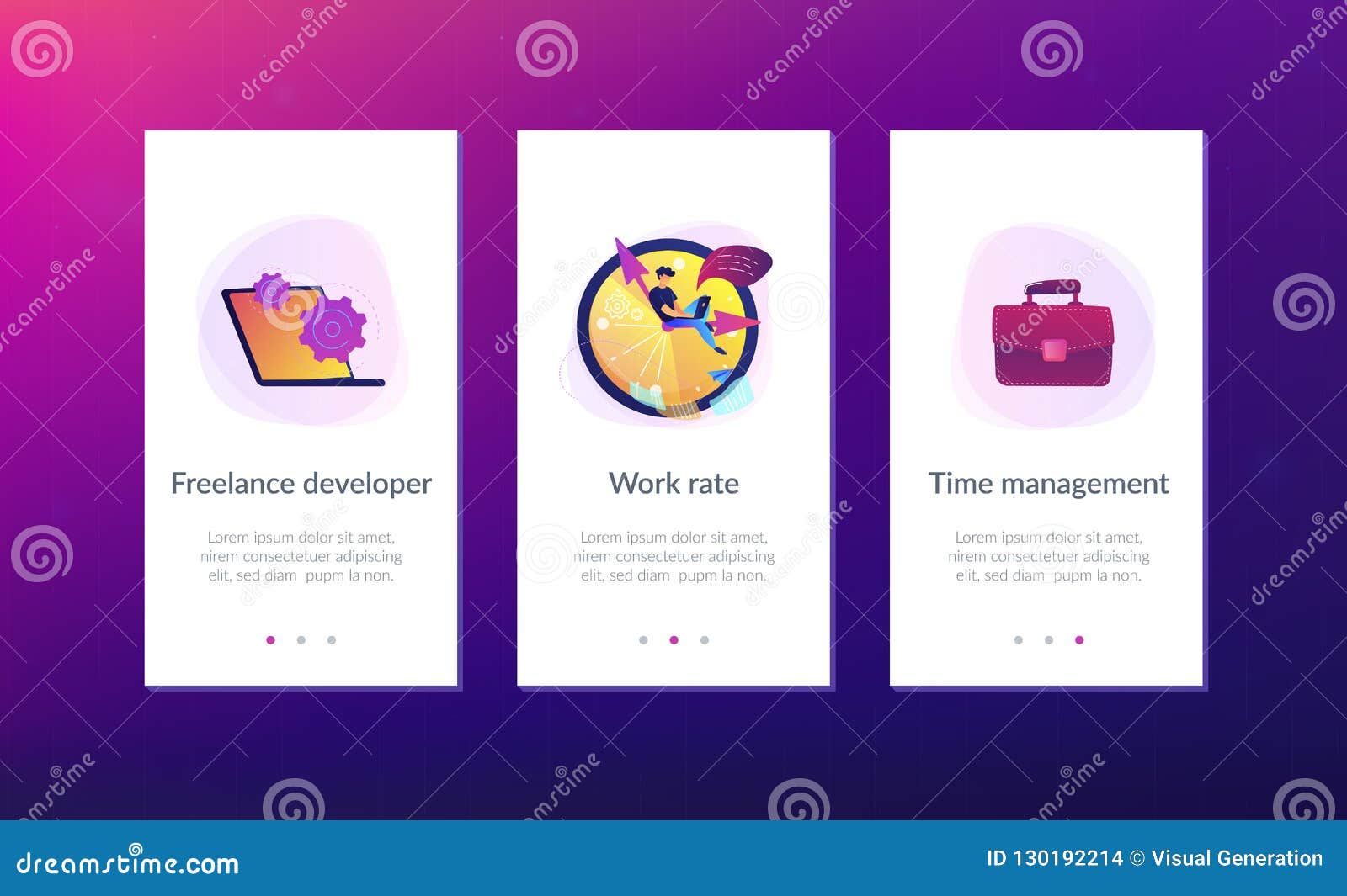 Time Management App Interface Template. Stock Vector - Illustration of ...