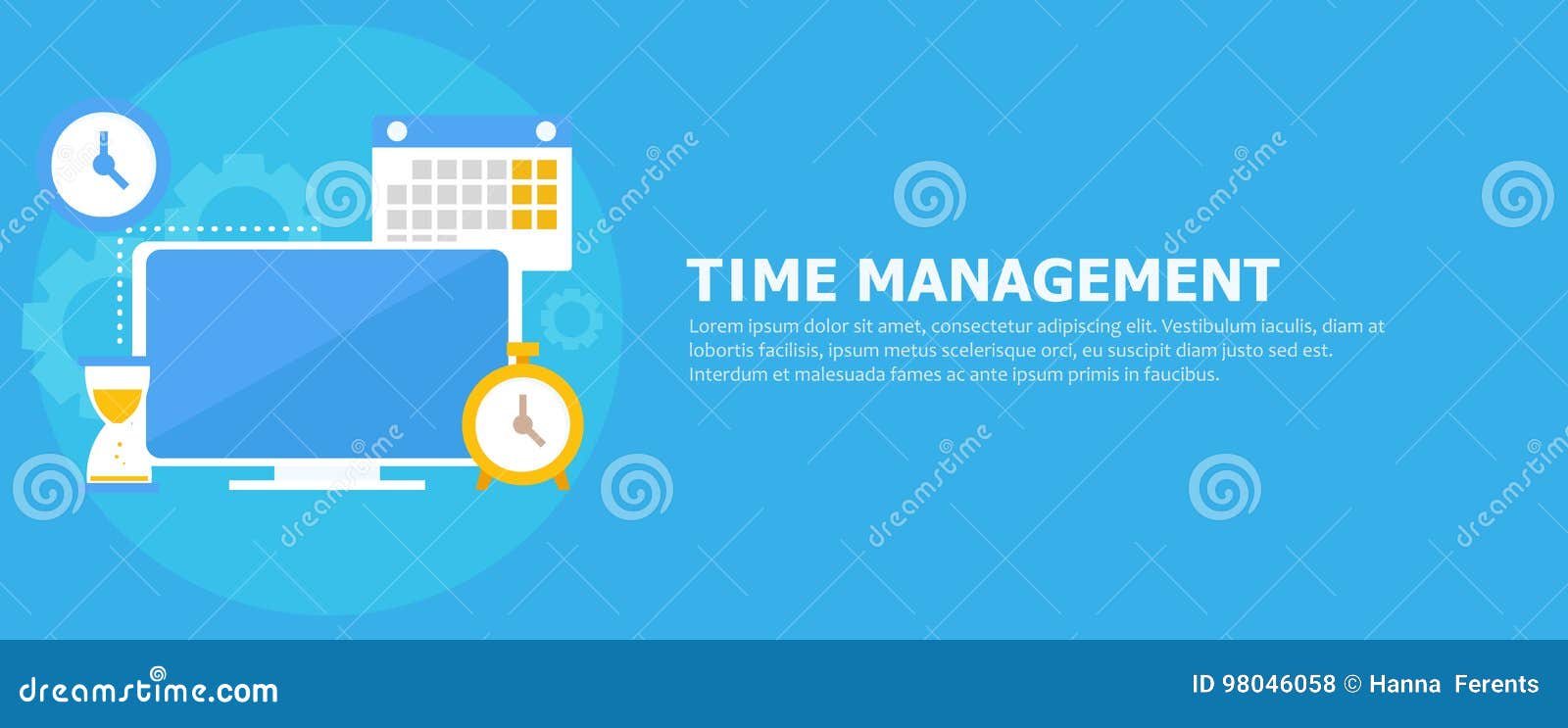 Time management banner. stock vector. Illustration of document - 98046058