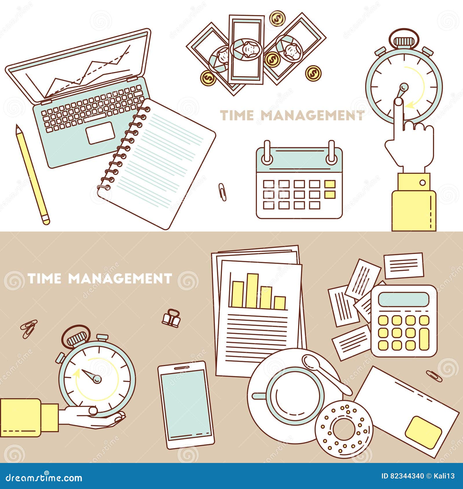 Time management banners stock vector. Illustration of finance - 82344340