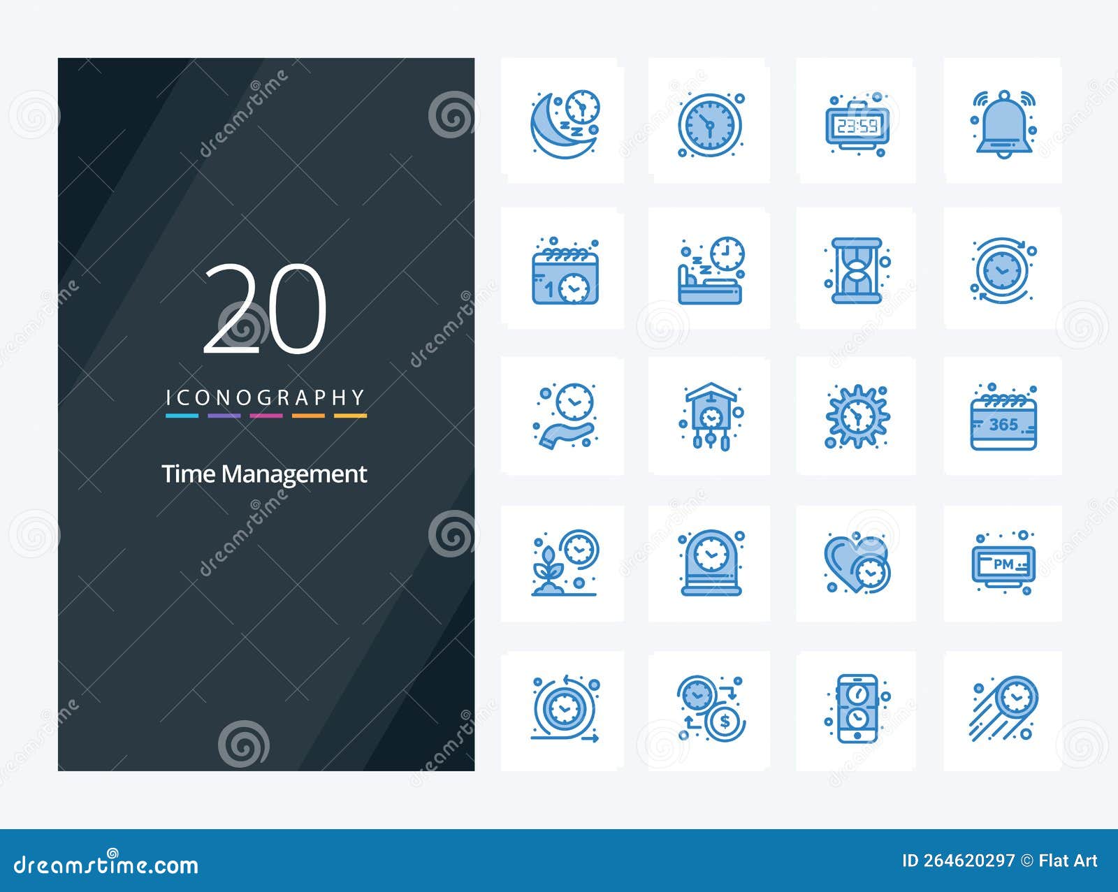 20 Time Management Blue Color Icon for Presentation Stock Vector ...