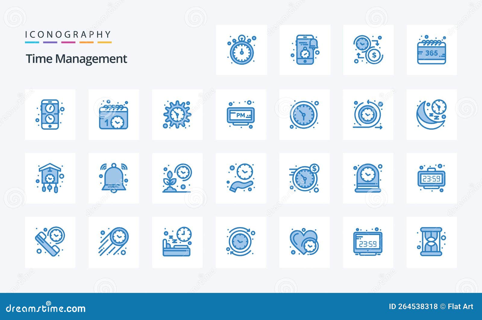25 Time Management Blue Icon Pack Stock Vector - Illustration of gear ...