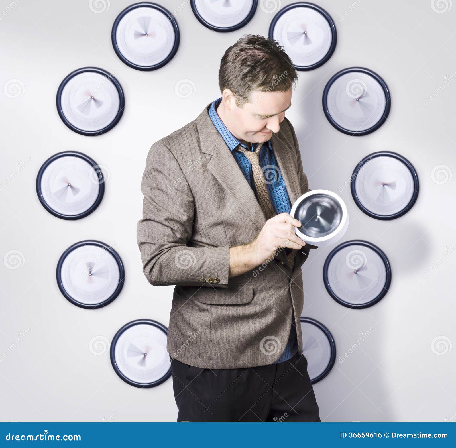 Time Management Business Man Looking At Clock Stock Photo - Image of ...