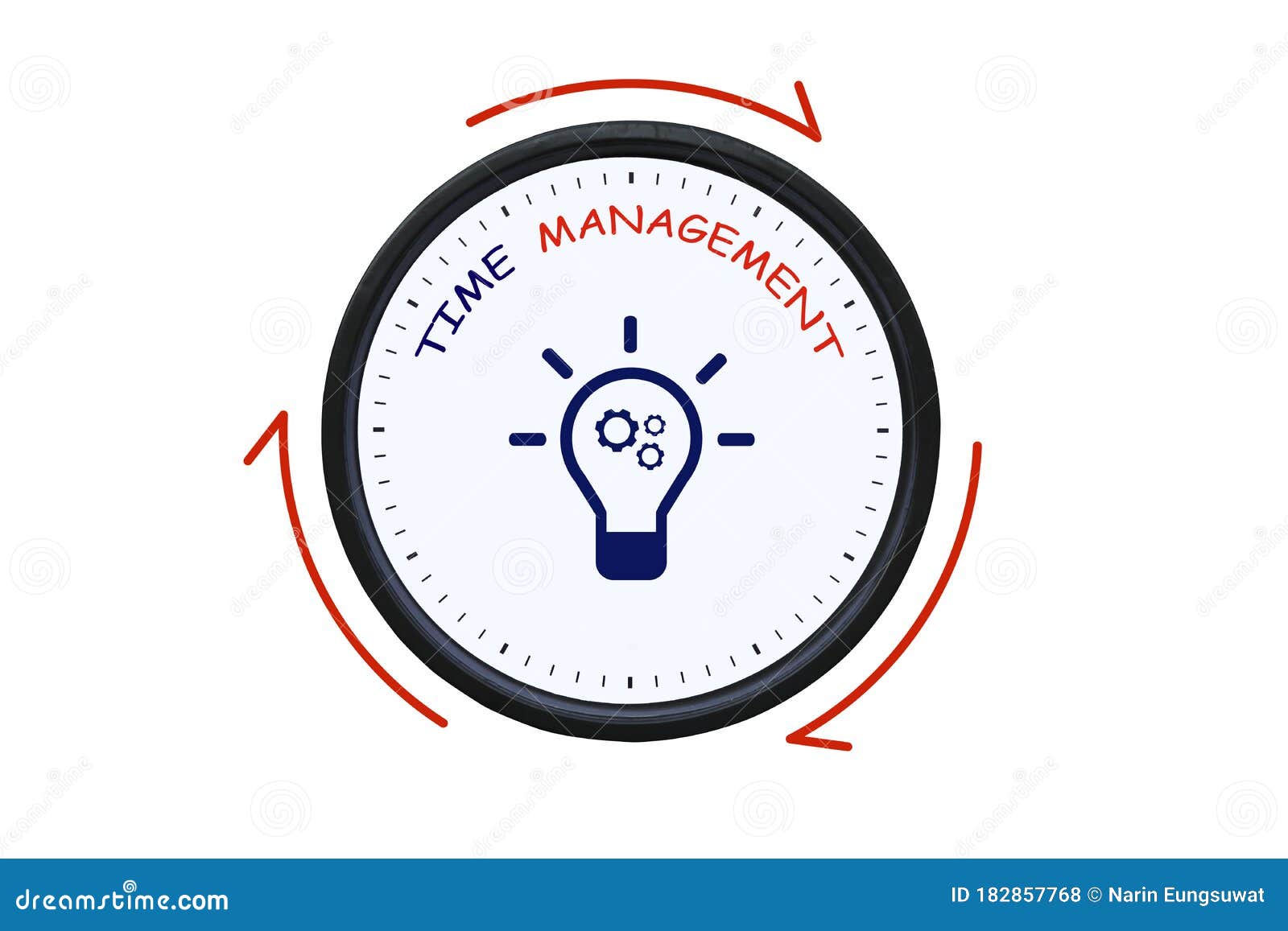Time Management in the Clock with Light Bulb and Gear Inside. Stock ...